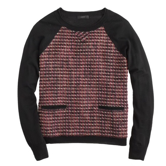J. Crew | Sweaters | J Crew Tweed Front Merino Wool Back Long Sleeve ...